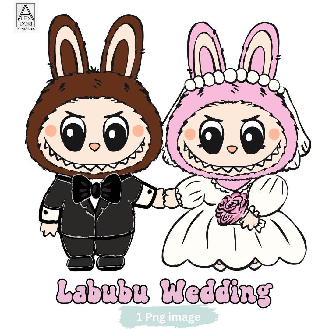 Labubu Wedding Png, Bride and Groom Labubu, Labubu in Dress Png Image ...