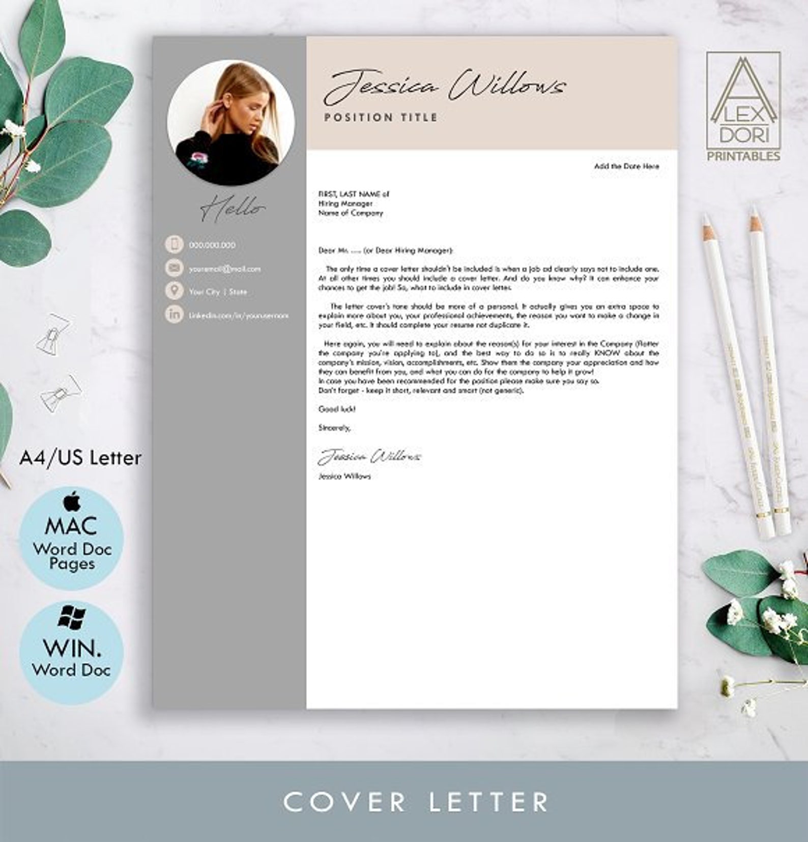 Resume Templates in Blush Pink and Gray Modern Resume | Etsy