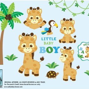 Giraffe Clip Art, Cute Little Baby Boy, Safari Vector,png. Palm Tree ...
