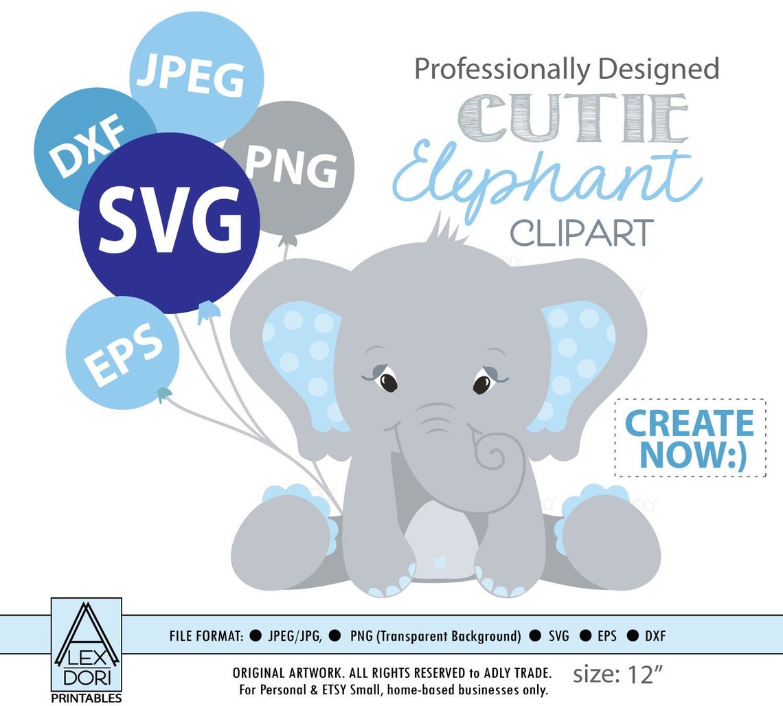 Elephant SVG Boy Vector Clip Art Baby Elephant for Boy Baby | Etsy