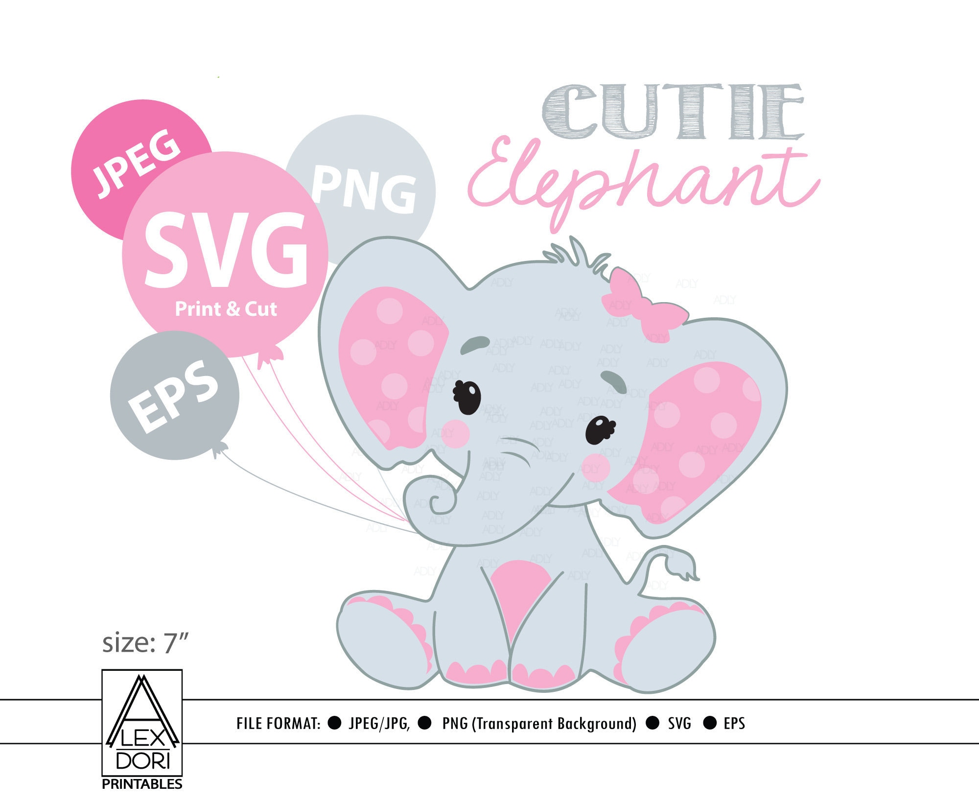 Elephant Svg File Pink Elephant Clip Art Girl Cricut Print - Etsy Canada