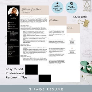 Modern Resume Template With Pictures ,blush Black Clean Resume,resume ...