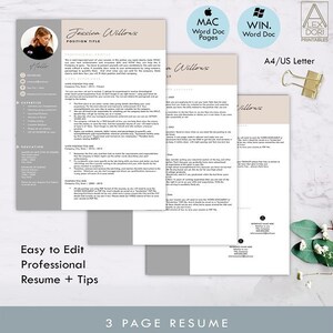 Resume Templates in Blush Pink and Gray, Modern Resume Templates ...