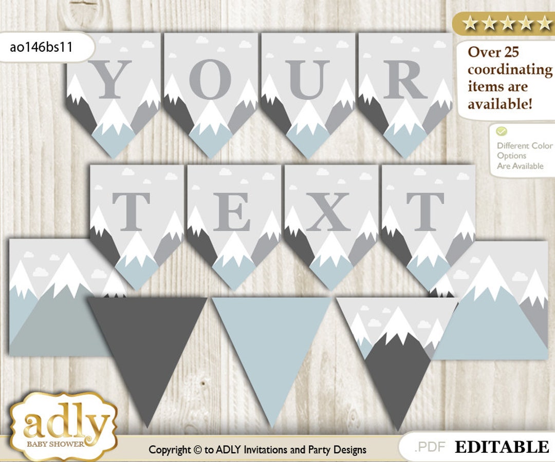 Adventure Mountain DIY Personalizable Banner Printable for Baby ...