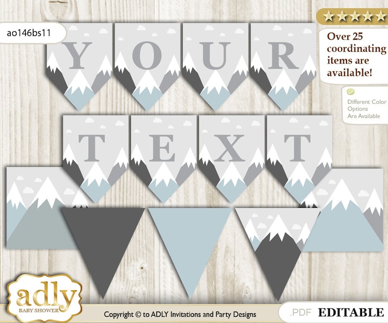 Adventure Mountain DIY Personalizable Banner Printable for Baby ...
