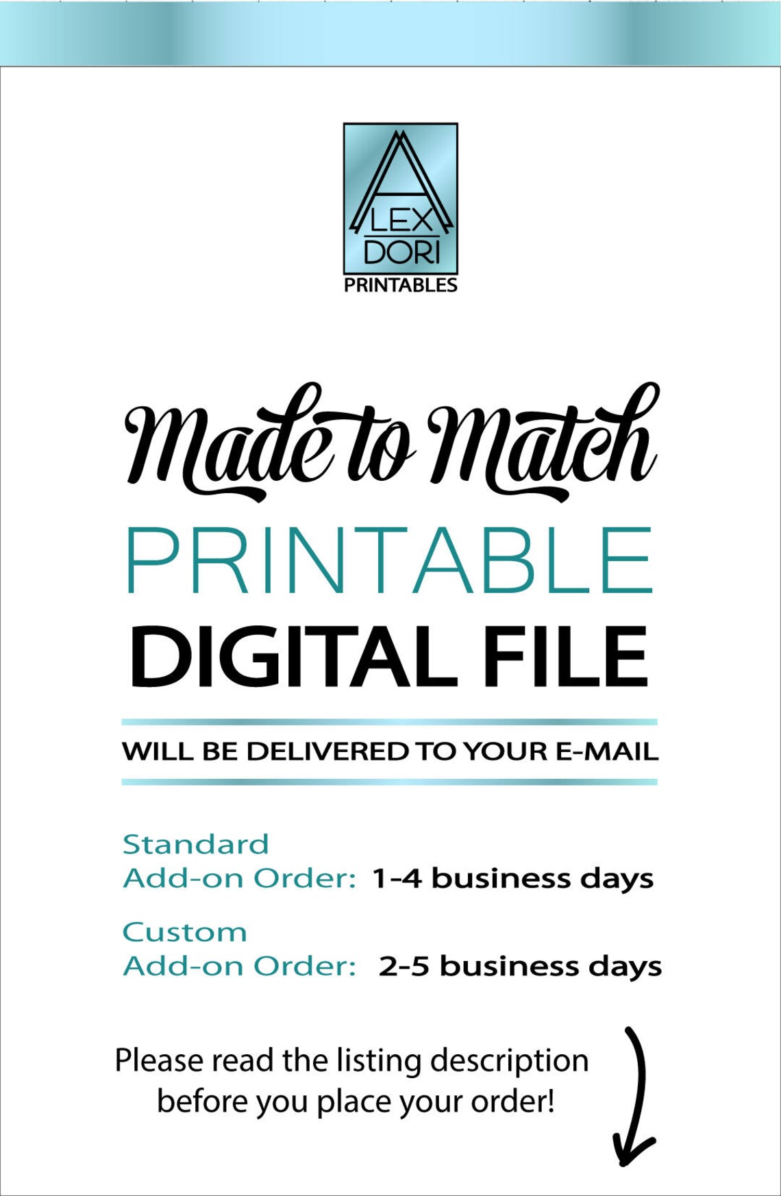 Made to Match Printable Digital File Coordinating Add-on for - Etsy