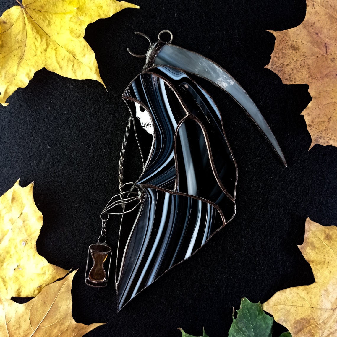 Grim Reaper Suncatcher Stained Glass Window Hangings Halloween - Etsy