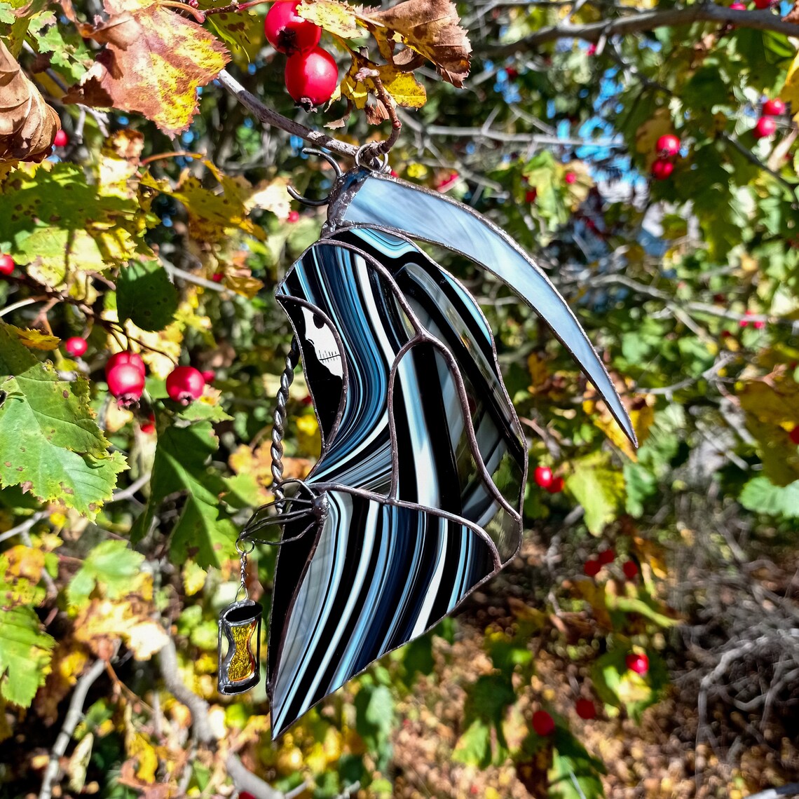 Grim Reaper Suncatcher Stained Glass Window Hangings Halloween - Etsy
