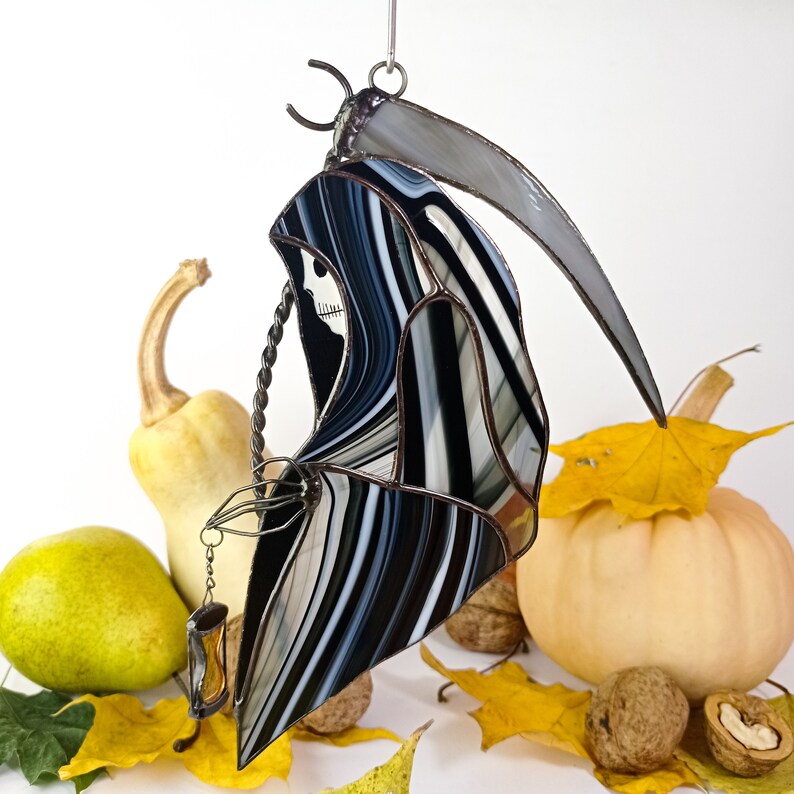 Grim Reaper Suncatcher Stained Glass Window Hangings Halloween - Etsy