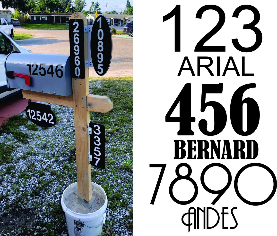 Hanging Reflective Mailbox Post Sign Ariel Font up to 5 | Etsy