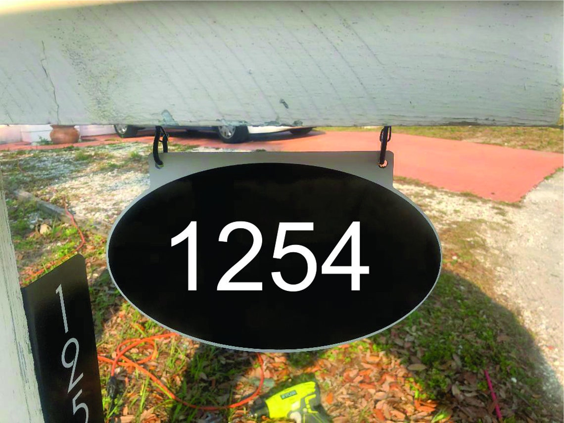 Hanging Reflective mailbox post sign Ariel font up to 5 | Etsy