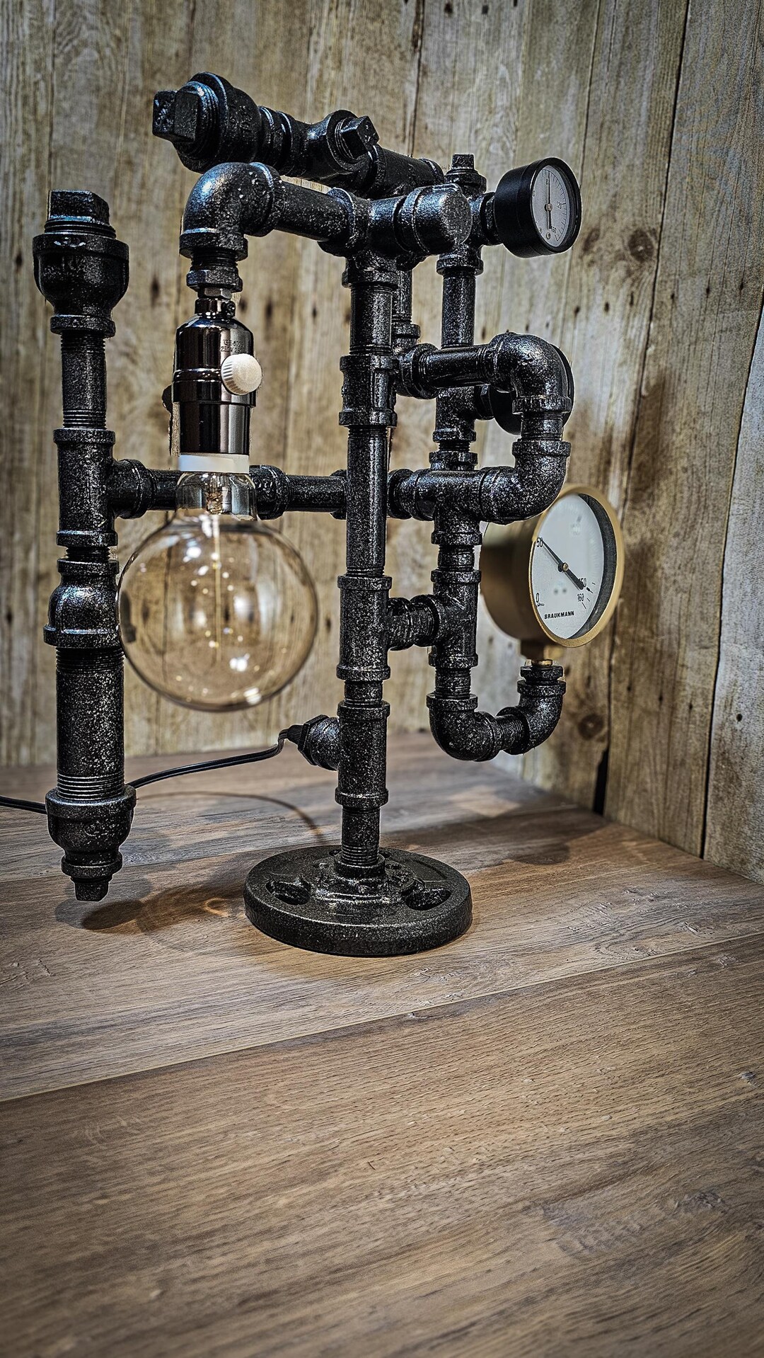 Edison Style Industrial Steampunk Lamp Made With 3 Pressure Gauges and ...