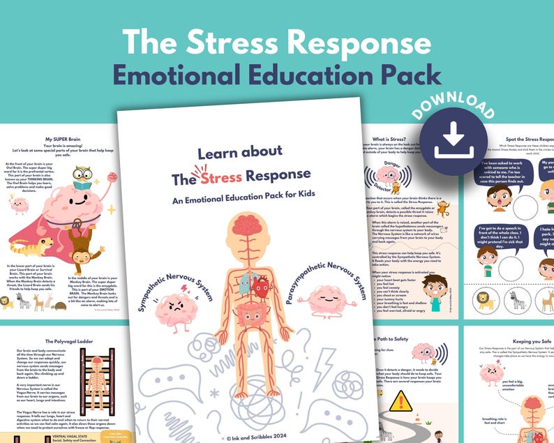 Stress Response Workbook for Kids | Emotional Regulation, Nervous ...