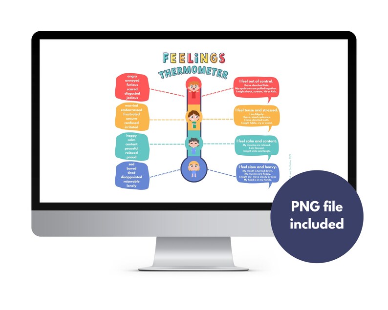 Feelings Thermometer Chart for Kids: Emotional Regulation (digital ...