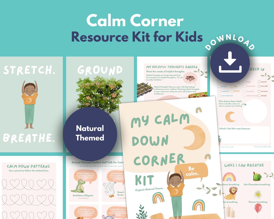 Calm Down Corner PRINTABLE Organic Nature Themed Kit for Kids | Self ...