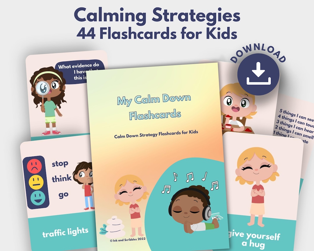 Calm Down Flashcards for Kids, Coping Skills, PRINTABLE, Emotional ...