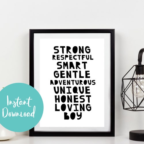 Boys Rule Printable Wall Art Boy Room Sign Black and White - Etsy