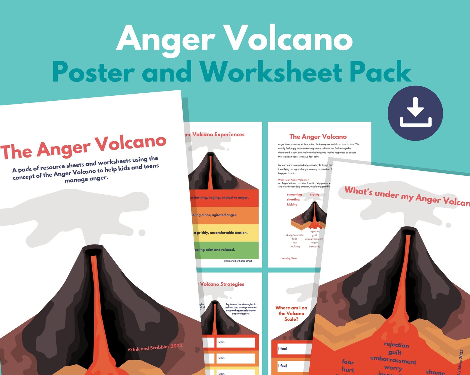 Anger Volcano PRINTABLE for Kids Anger Management Posters - Etsy