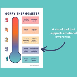Anxiety Thermometer PRINTABLE for Kids and Teens | Worry, Fear Scale ...