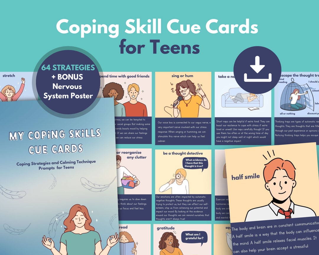 Coping Skill and Calming Strategies Cue Cards for Teens PRINTABLE ...