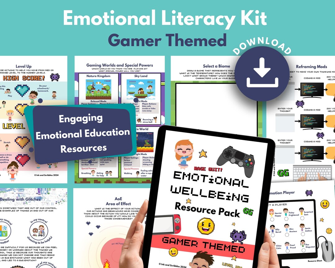 Gamer Emotional Literacy Worksheets for Kids | PRINTABLE PDF | Gaming ...