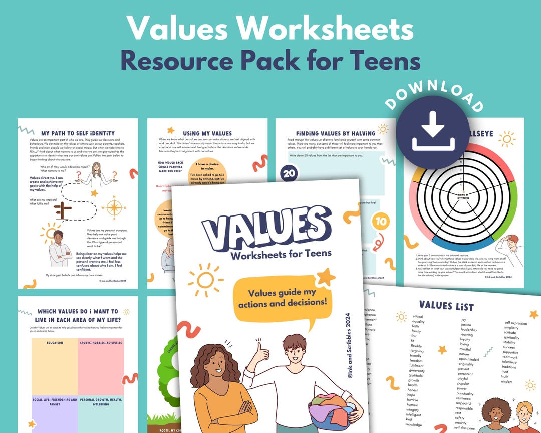 Teen Identity & Values Workbook PDF | Build Self-esteem | SEL ...