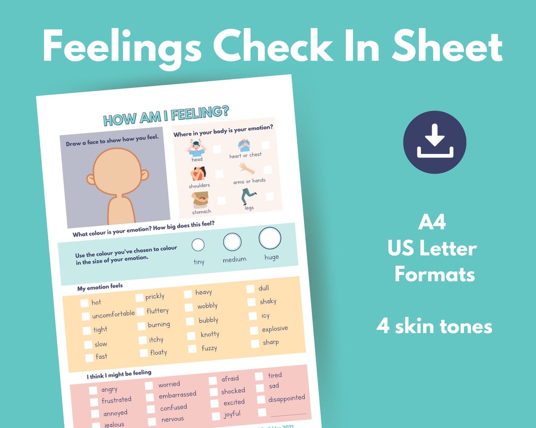 Feelings Check in Sheet PRINTABLE Identifying Feelings - Etsy