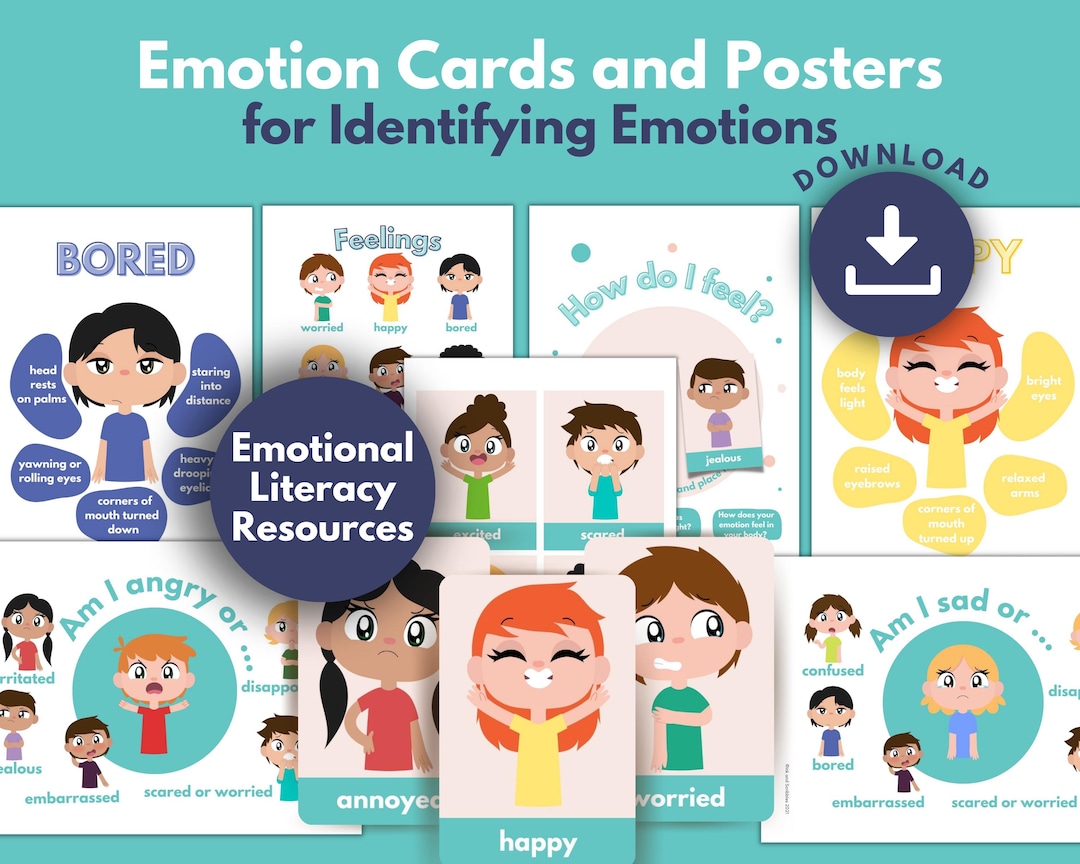 Emotions Feelings Flashcards, Social Emotional Learning Poster ...