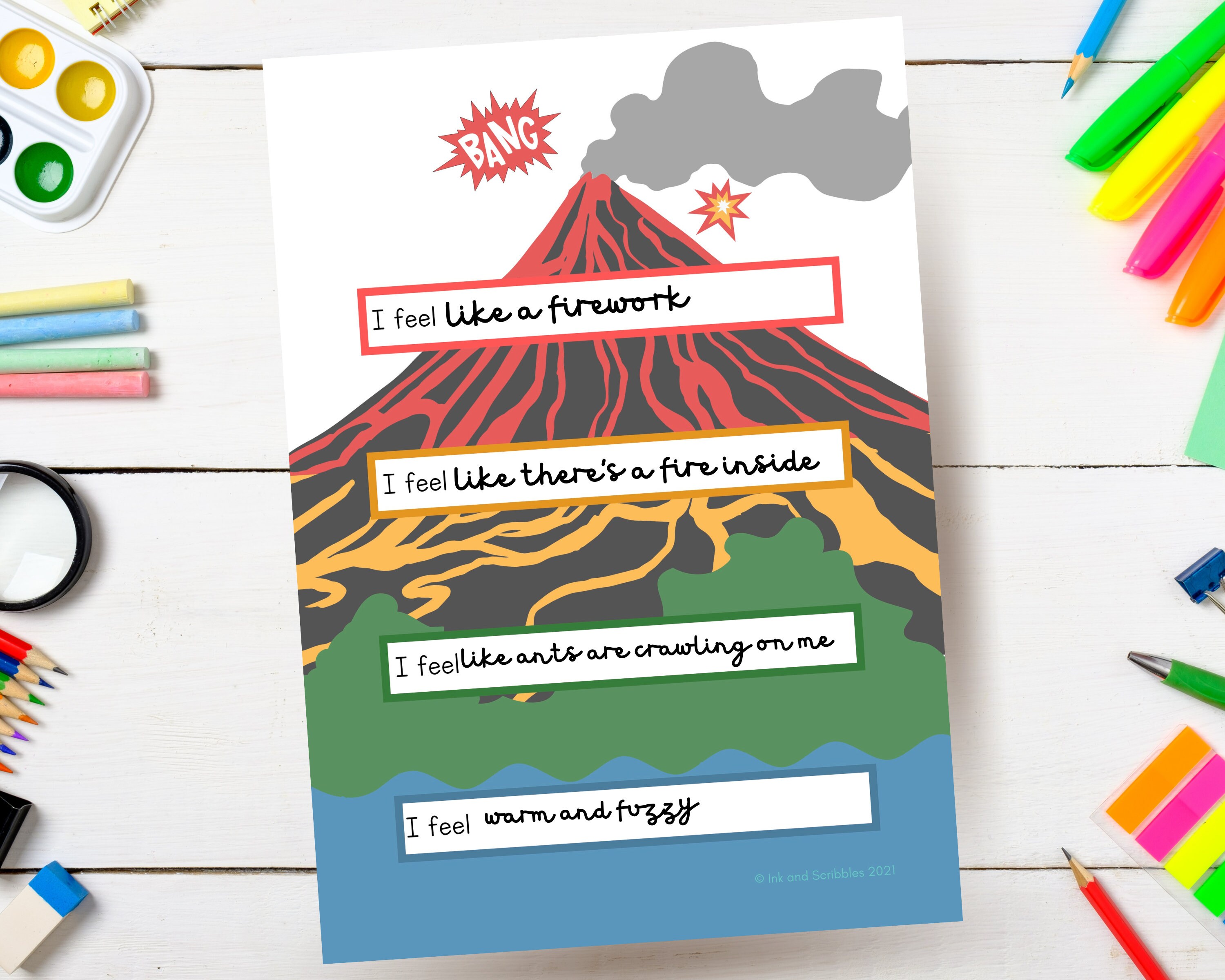 Kids Anger Volcano PRINTABLE Emotional Regulation Worksheets | Etsy