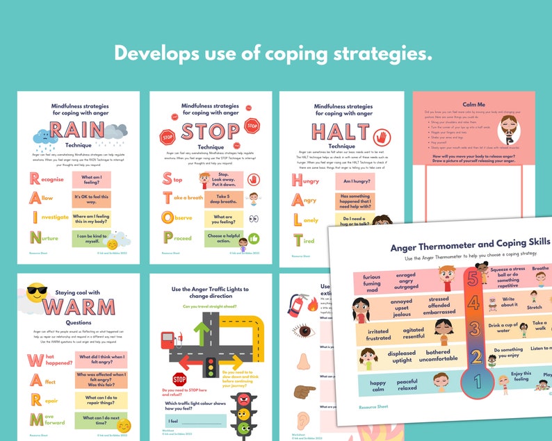 Anger Management Worksheets for Kids PRINTABLE Managing Emotions ...