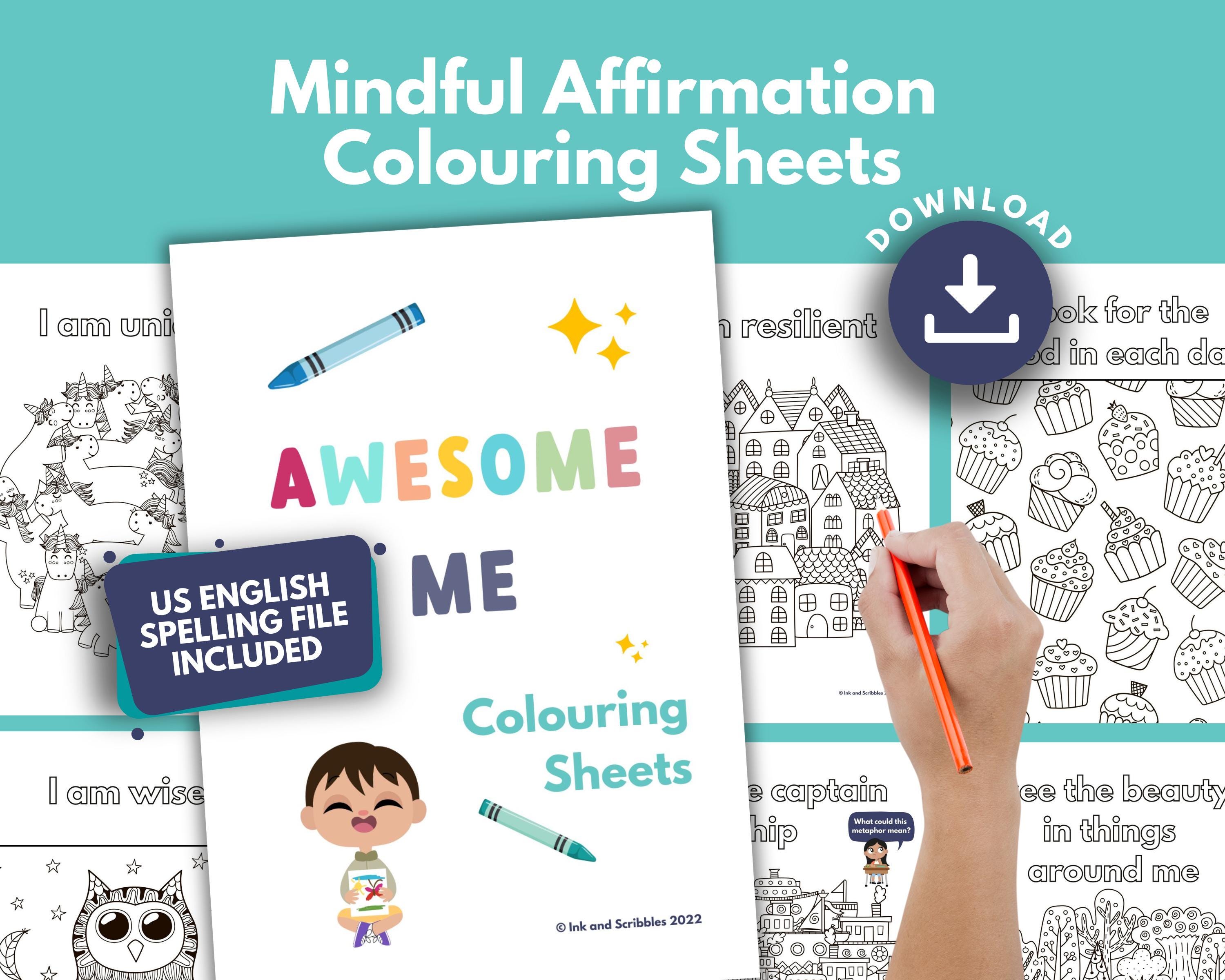 Affirmation Colouring Pages for Kids | Mindful Colouring | Calming ...
