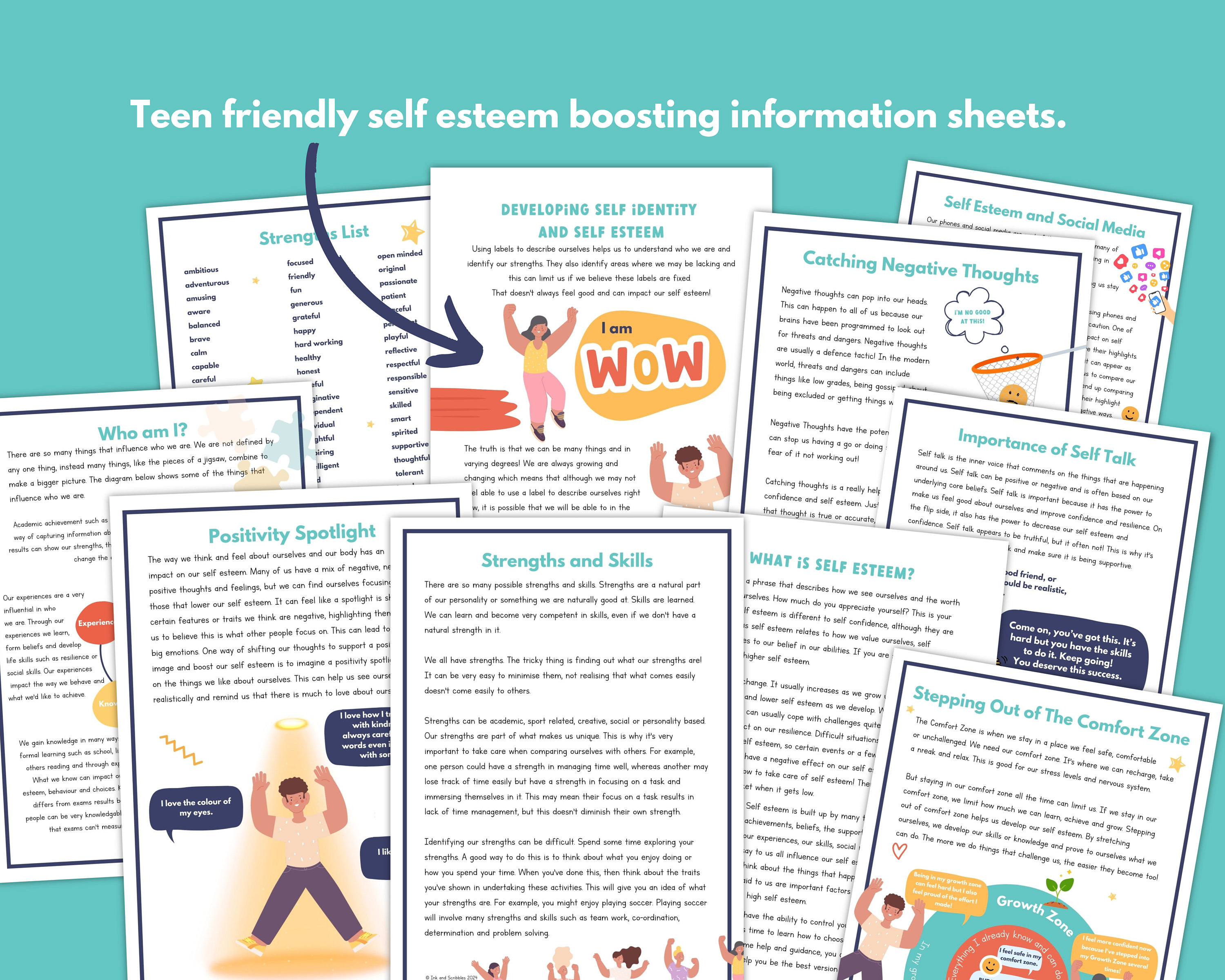 Self Esteem Worksheets for Teens: Positive Thinking (printable PDF) - Etsy