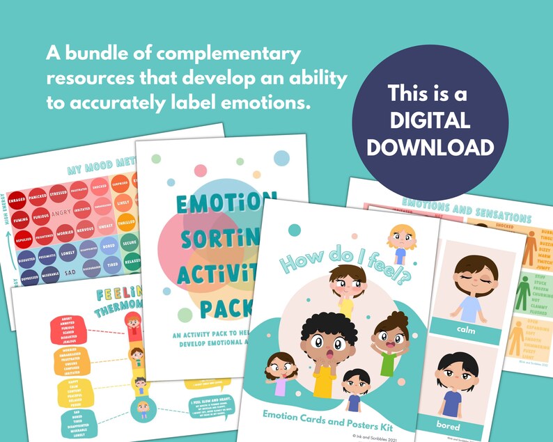 Feelings Flashcards & Emotion Posters for Kids: Emotional Awareness and ...