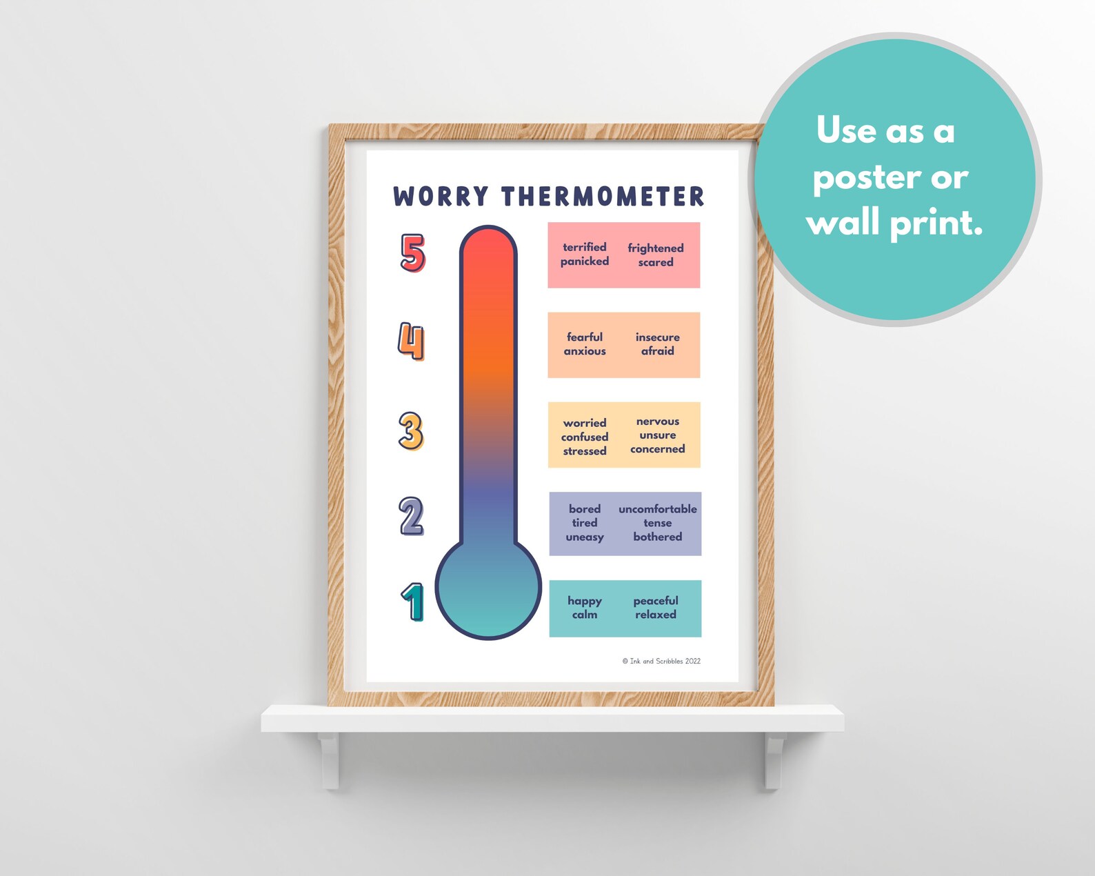Anxiety Thermometer PRINTABLE for Kids and Teens | Worry, Fear Scale ...