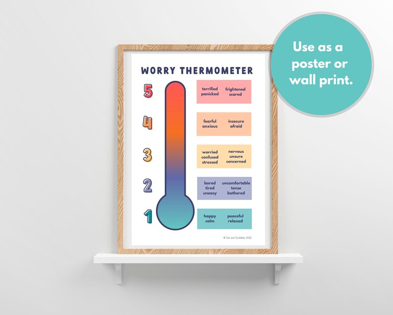 Anxiety Thermometer PRINTABLE for Kids and Teens | Worry, Fear Scale ...