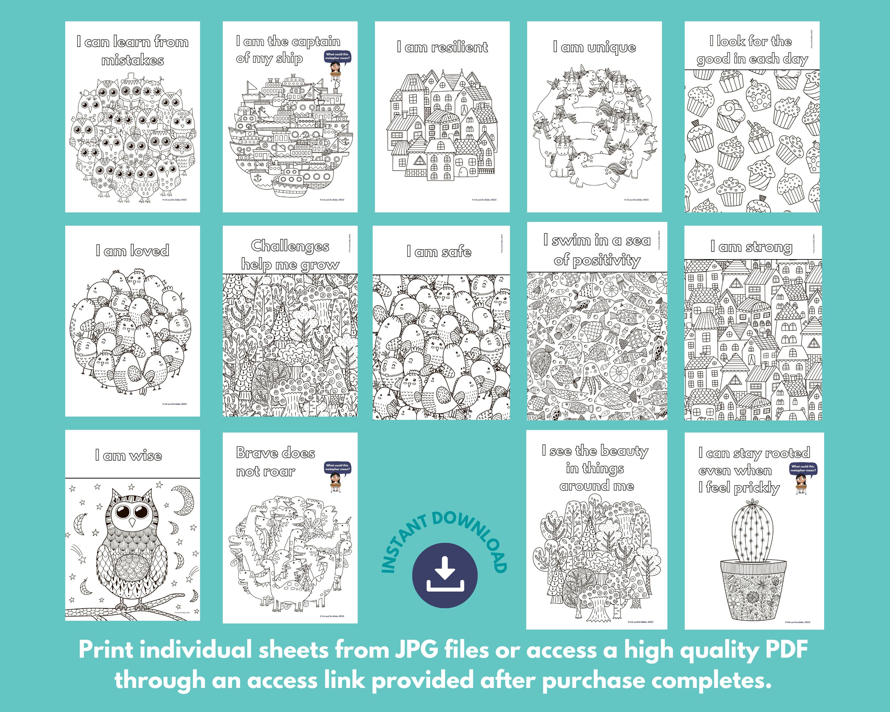 Affirmation Colouring Pages for Kids | Mindful Colouring | Calming ...