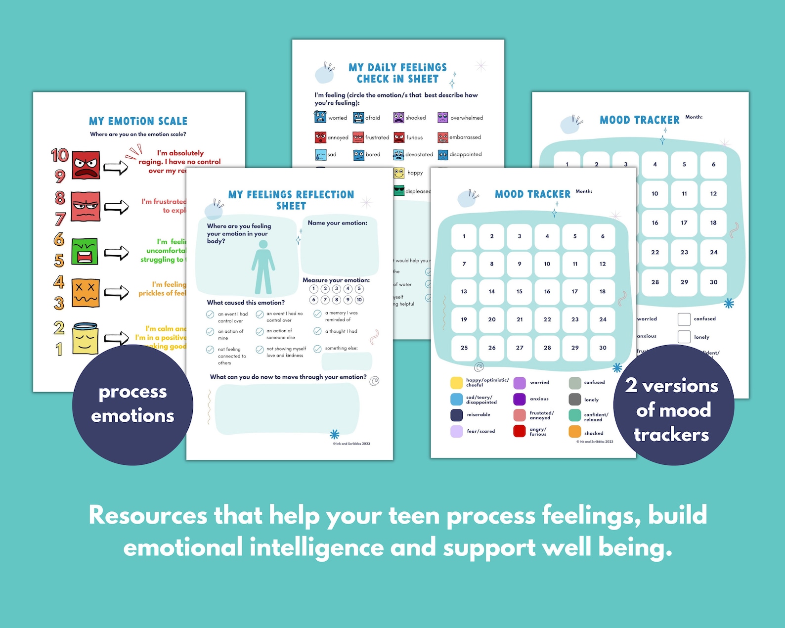 Teenagers Emotions Feelings Worksheets PRINTABLE | Emotional ...