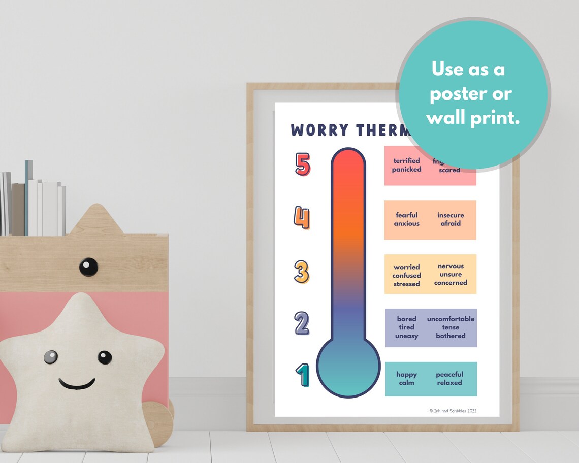 Anxiety Thermometer PRINTABLE for Kids and Teens Worry Scale - Etsy