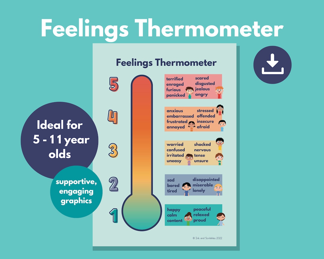 Feelings 5 Point Scale Thermometer PRINTABLE for Kids - Etsy