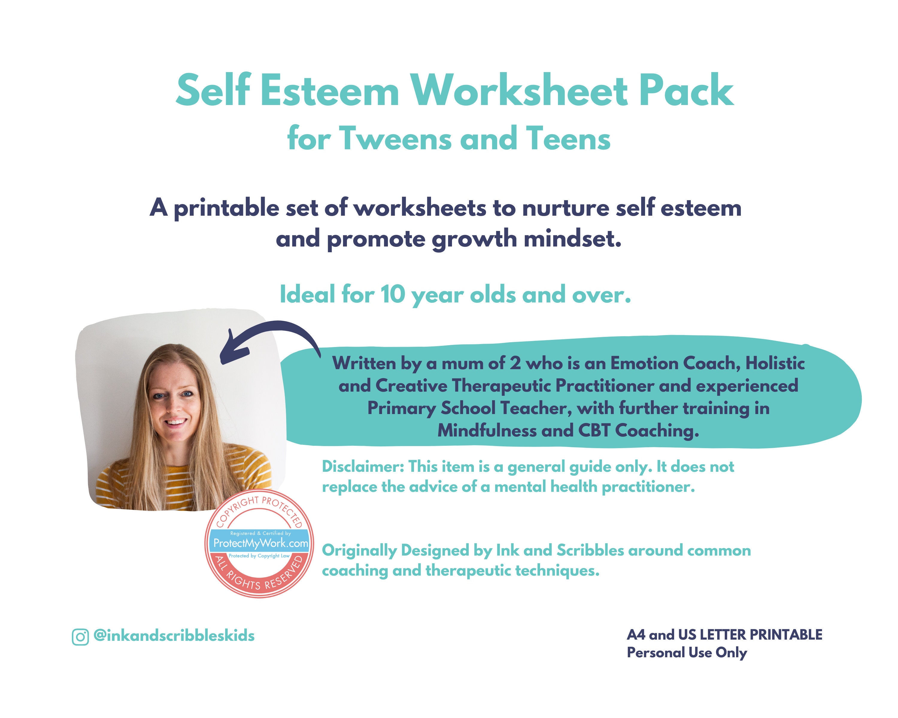 Self Esteem Worksheets for Teens: Positive Thinking (printable PDF) - Etsy