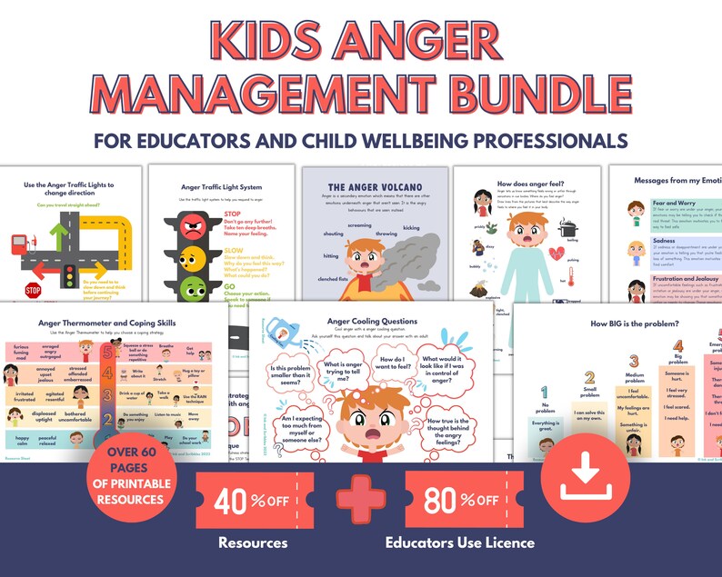Anger Management for Kids PRINTABLE Bundle for Professional Use by ...