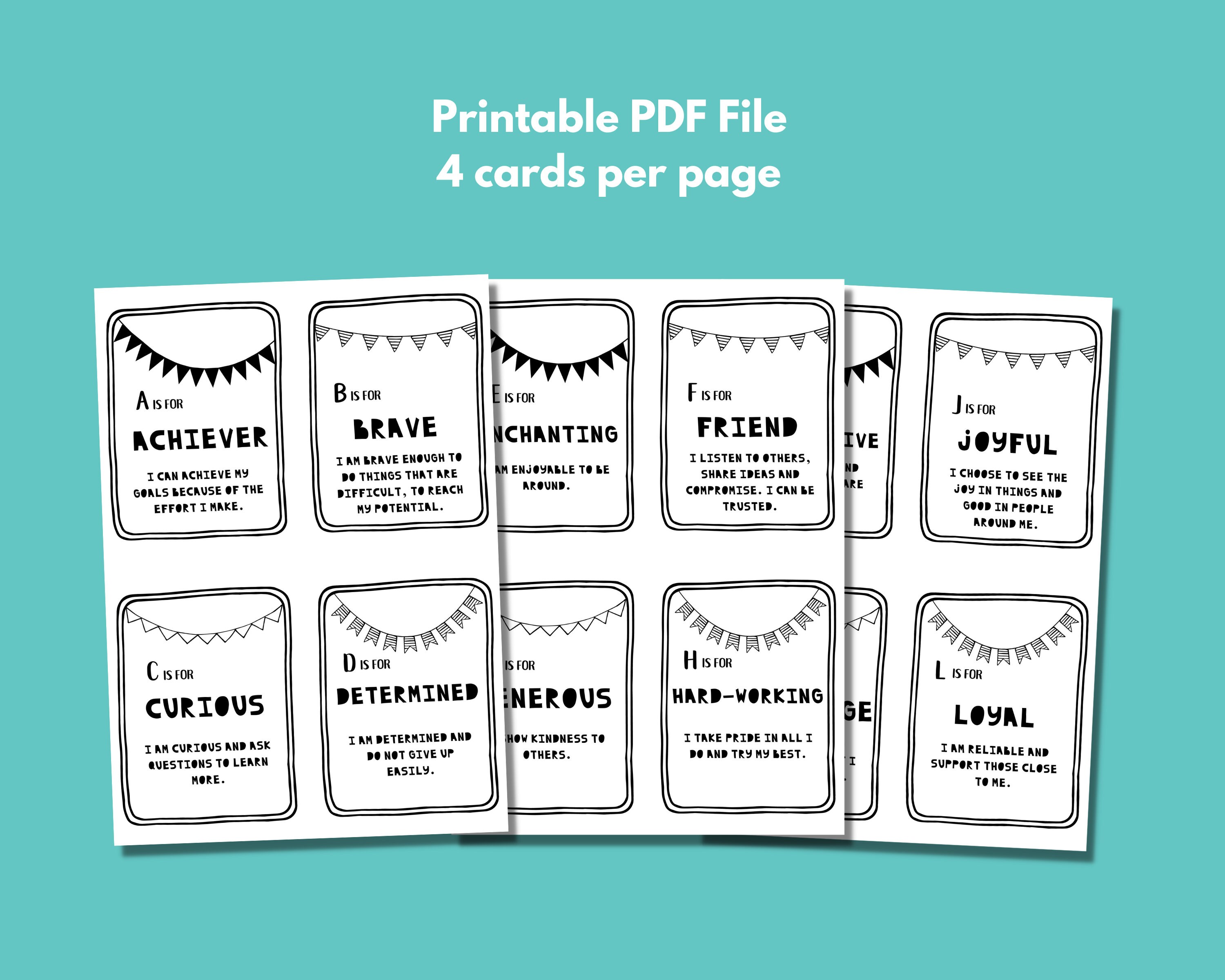 Teenager Positive Affirmation PRINTABLE Self Esteem Encouragement Black ...