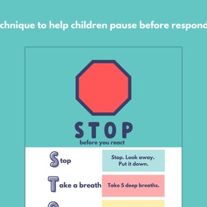 Coping Skills STOP Technique PRINTABLE Poster for Kids Emotional ...