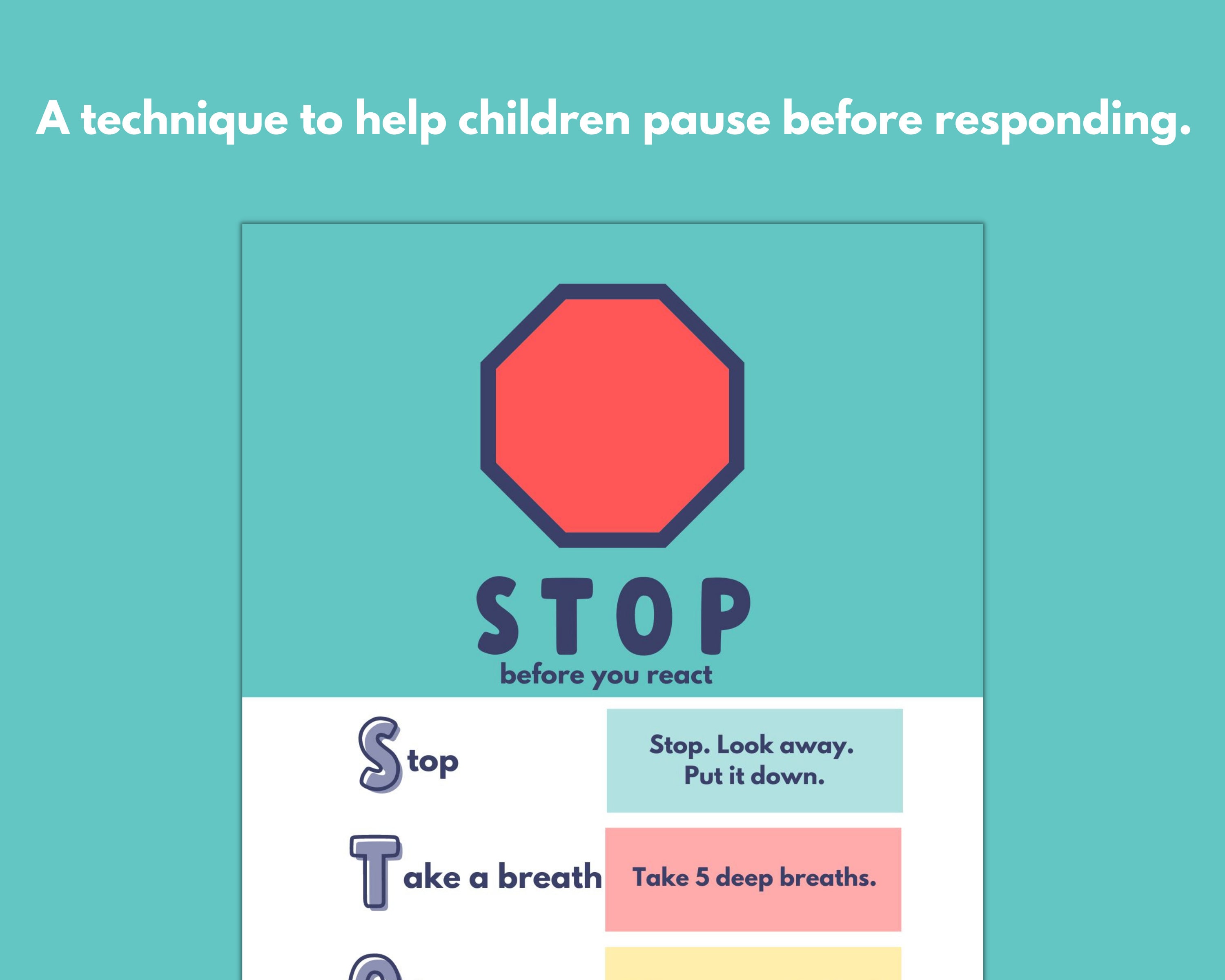 Coping Skills STOP Technique PRINTABLE Poster for Kids Emotional ...