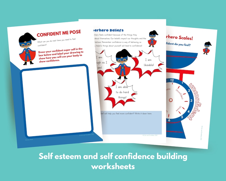 Confidence Self Esteem PRINTABLE for Kids Superhero Themed - Etsy UK