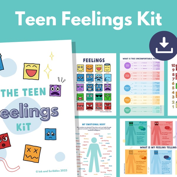 Feelings Chart and Cards - Etsy