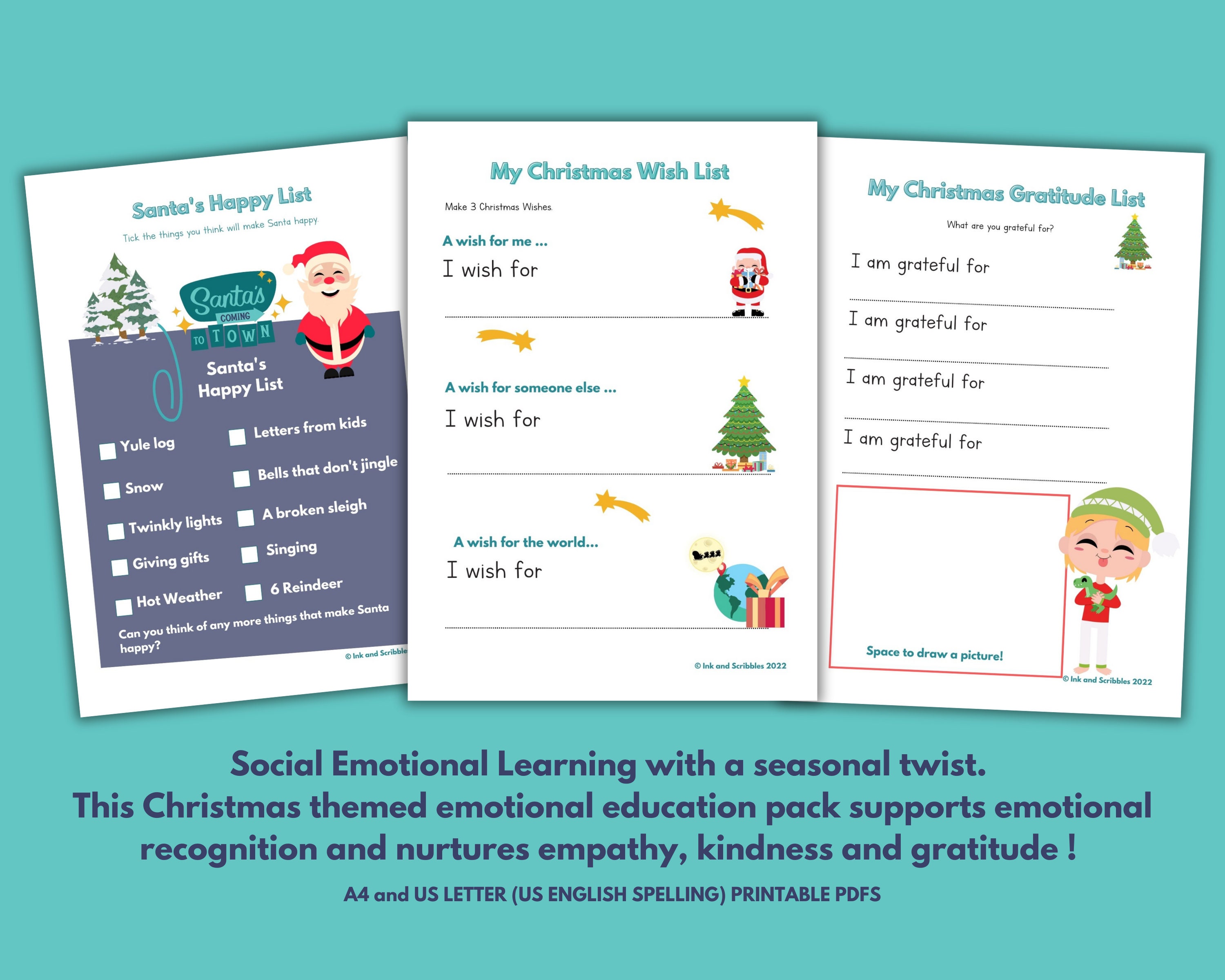 Christmas Emotions Feelings Activity Sheets PRINTABLE for Kids ...