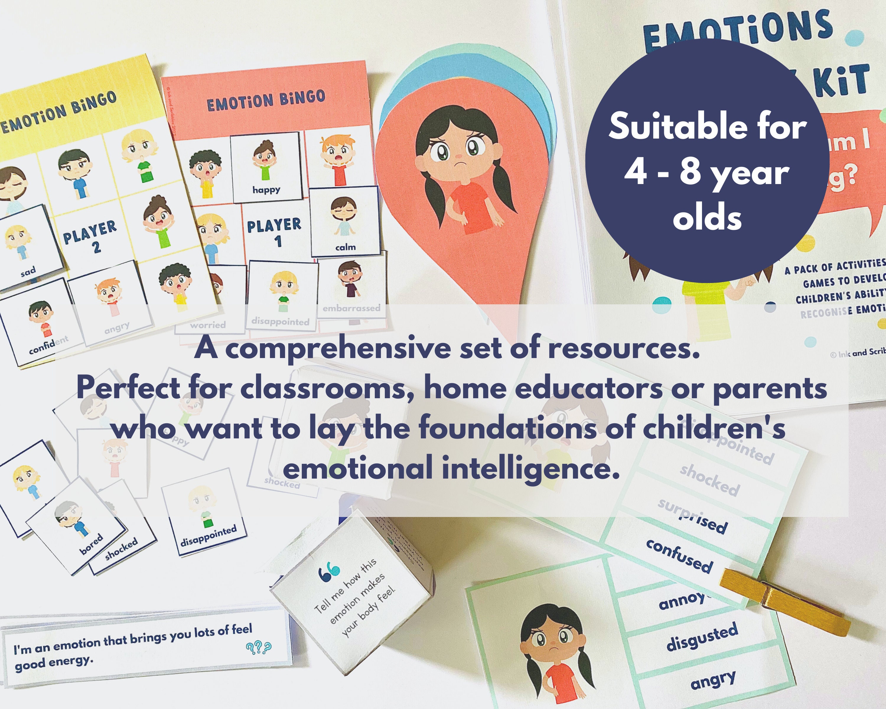 Kit de actividades para reconocer emociones para niños, Inteligencia ...