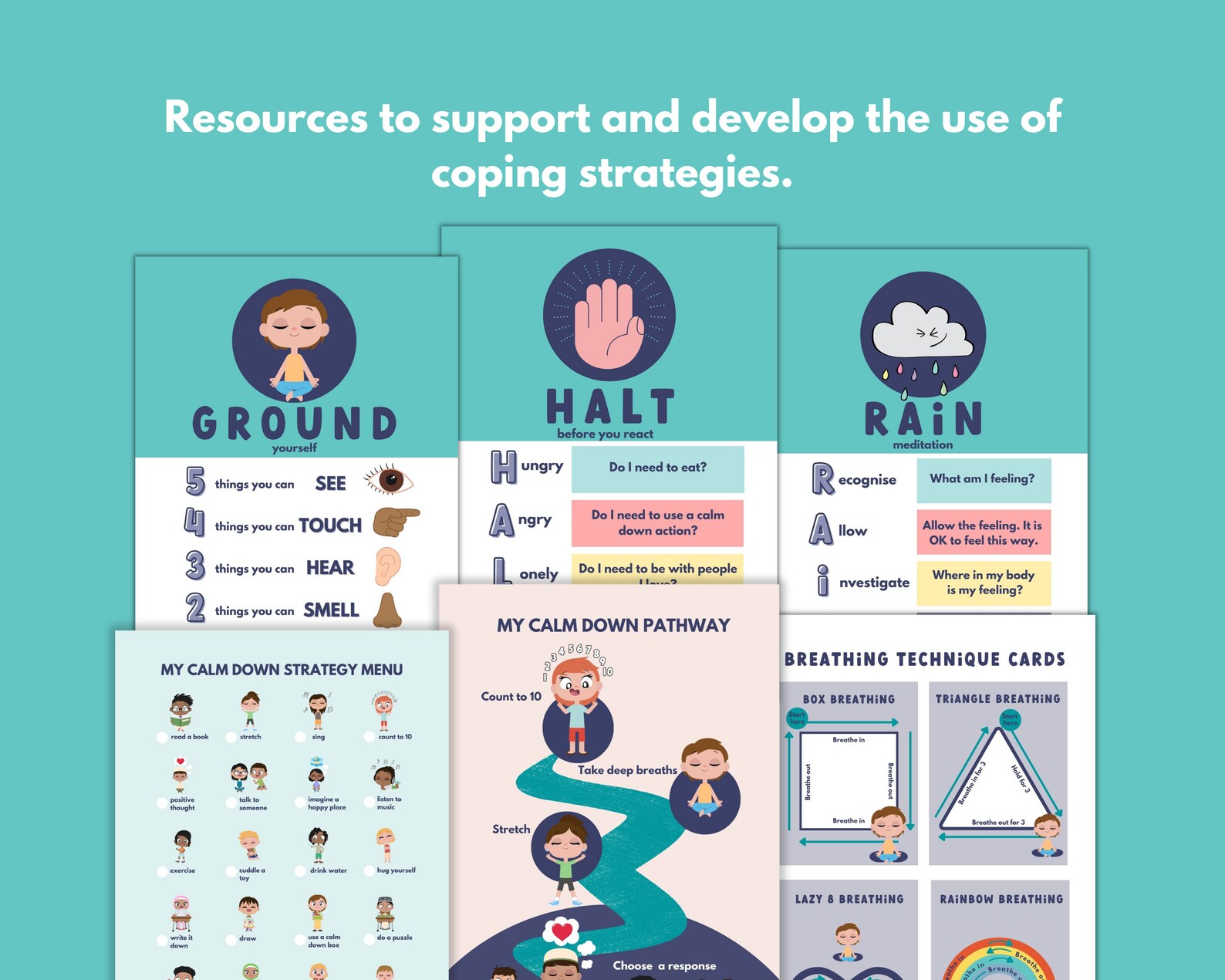 Calm Down Corner Toolkit Bundle for Kids Time in Cool Down PRINTABLE Resources Calming Tools ...