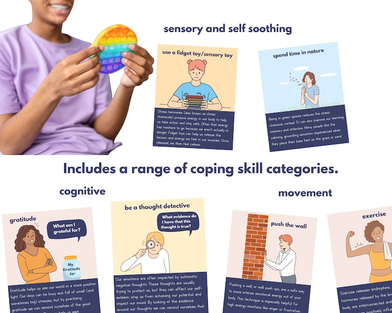 Coping Skill and Calming Strategies Cue Cards for Teens PRINTABLE ...